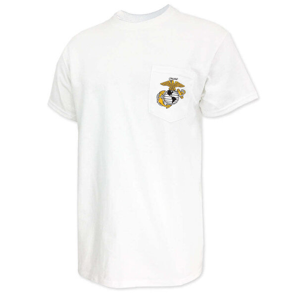 Marines Gear - USMC EGA Logo Pocket T-Shirt (White) - Military & First ...