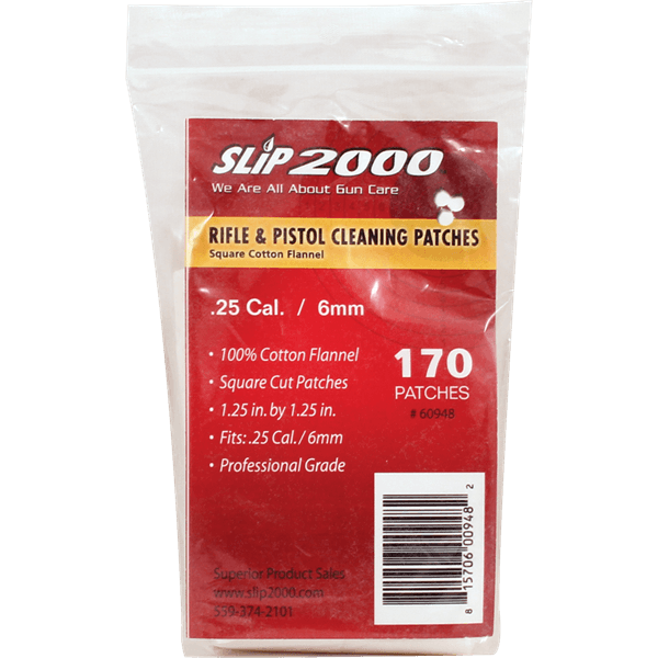 Slip 2000 - 1.25" Square Cleaning Patches - .25 Cal / 6mm - Military ...