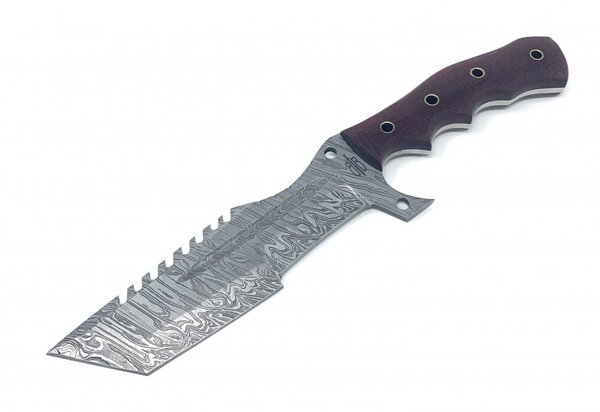 BnB Knives - Damascus Tanto Tracker (Red G10) Knife - Military & Gov't ...