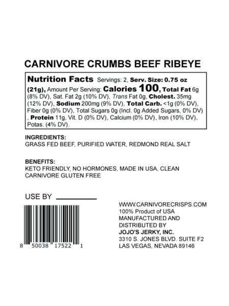 Carnivore Crisps - Carnivore Crumbs 1.5 oz ribeye - Military & First ...