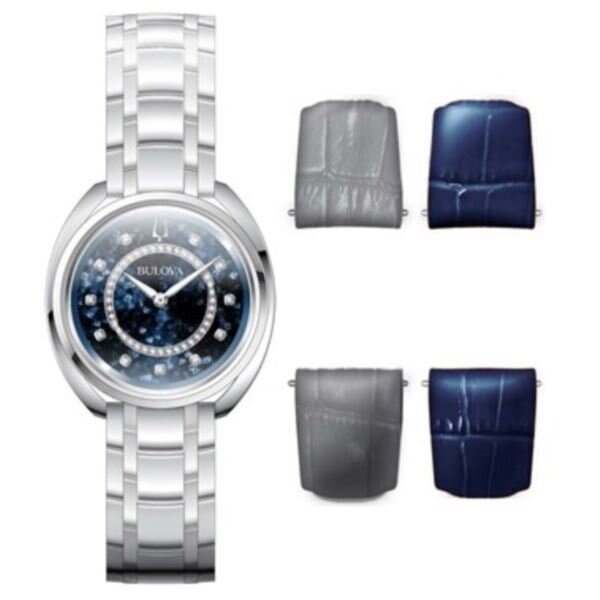 Bulova - Women's 34mm Crystal Duality Boxed Set SS Bracelet Watch ...