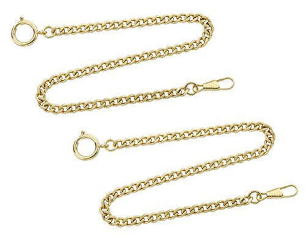 Gotham Watch - Gotham Set of Two Gold-Tone Pocket Watch Chains Fob Curb ...