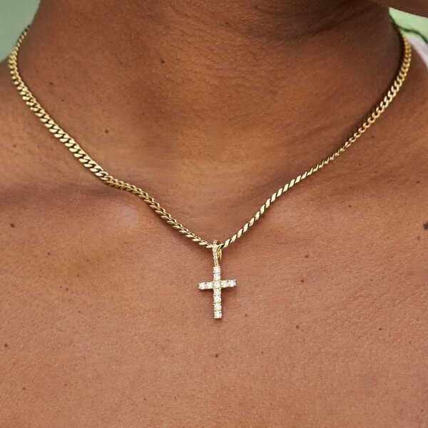 The GLD Shop - Micro Diamond Cross in Yellow Gold - Military & First ...