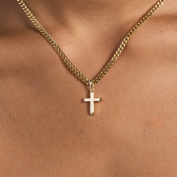 The GLD Shop - Micro Simple Cross Pendant in Yellow Gold - Military ...