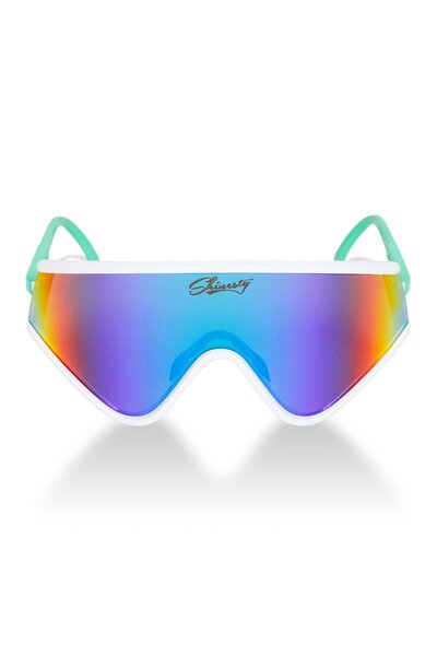 Shinesty - The Machos | White & Teal Mirrored Sunglasses - Military ...