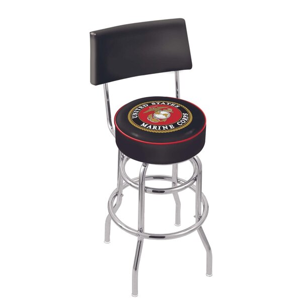 Marines Gear - Marines EGA Stool with Back (Chrome Finish)* - Military & First Responder ...