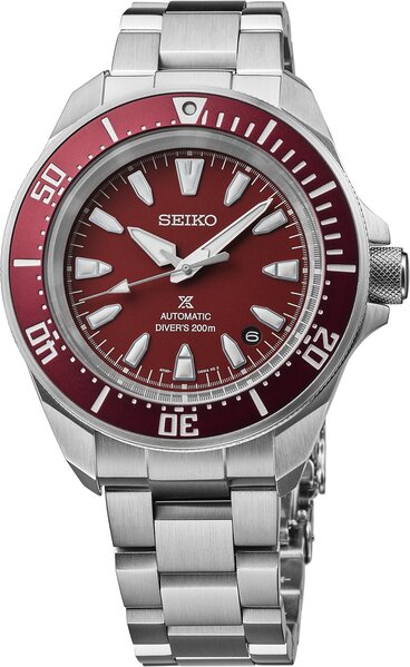 Seiko - Men's 41.7mm Prospex Diver SS Automatic Red Dial Watch ...