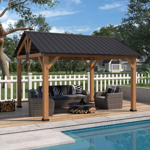 Eagle Peak - 13x11 Cedar Wood Gazebo Hardtop Gazebo - Military & First ...