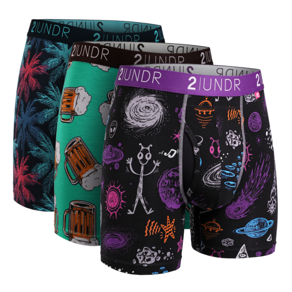 2UNDR - Swing Shift 6" Boxer Brief - 3 Pack Boxset - Palmsy-Beer-Kosmos ...