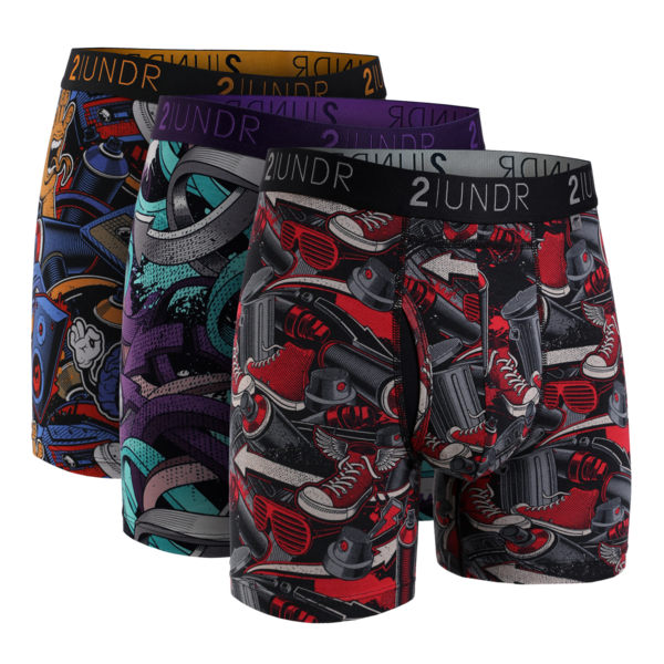 2UNDR - Swing Shift 6" Boxer Brief - 3 Pack Boxset - Mega/Way2/Sneakers ...