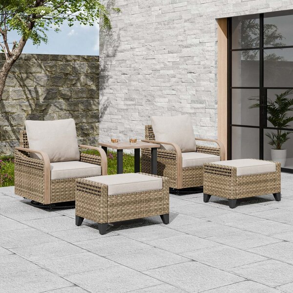 Eagle Peak - Modern Wicker 5 Piece Furniture Set w/ Swivel Rocking ...